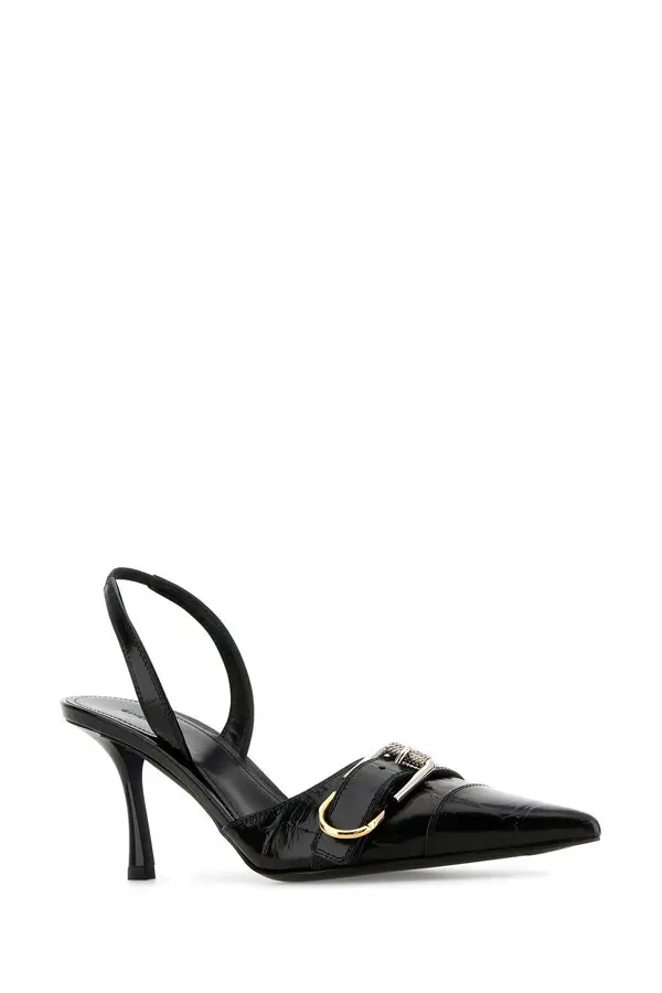 Givenchy Voyou Embossed Calf Leather Slingback Pumps With Buckle Detail