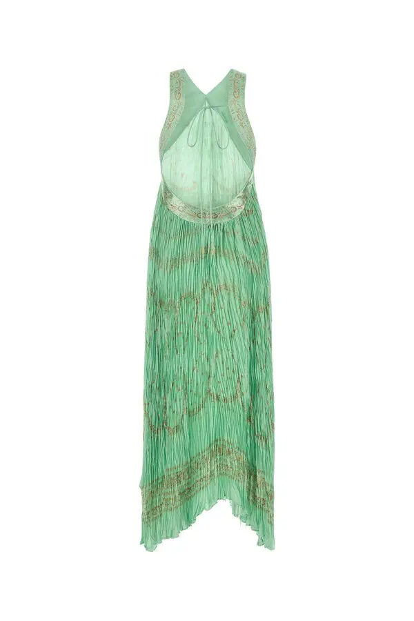 Alberta Ferretti Printed Creased-effect Satin Halterneck Maxi Dress