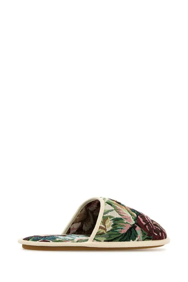Valentino Garavani Printed Fabric Ta Chambre Slippers - White