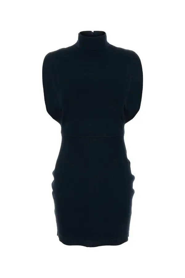 Alaïa Navy Stretch Viscose Blend Mini Dress