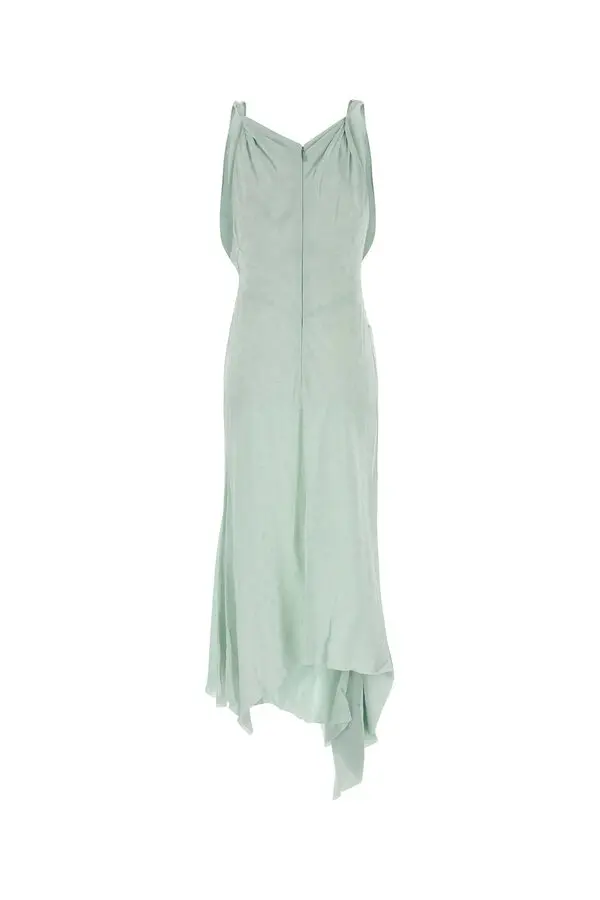Victoria Beckham Sea Viscose Dress With Floral Embroidery And Knot Detail