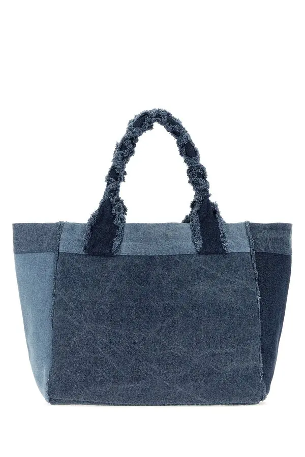 GANNI Denim Medium Trapeze Shopping Bag - Blue