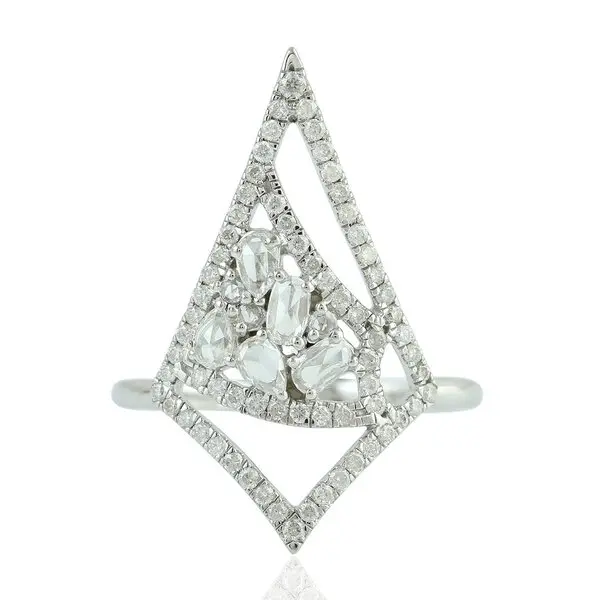 ARTISAN 18k Gold Geometric Diamond Statement Ring - White