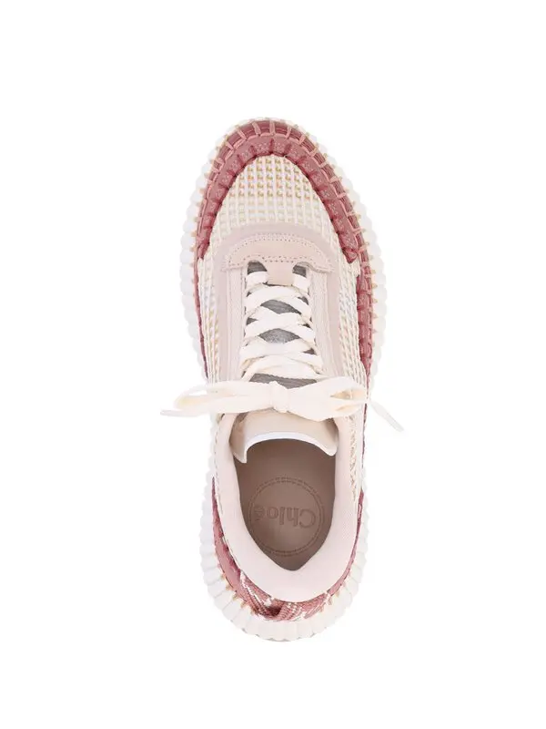 Chloé Nama Textured Platform Sneakers - Beige