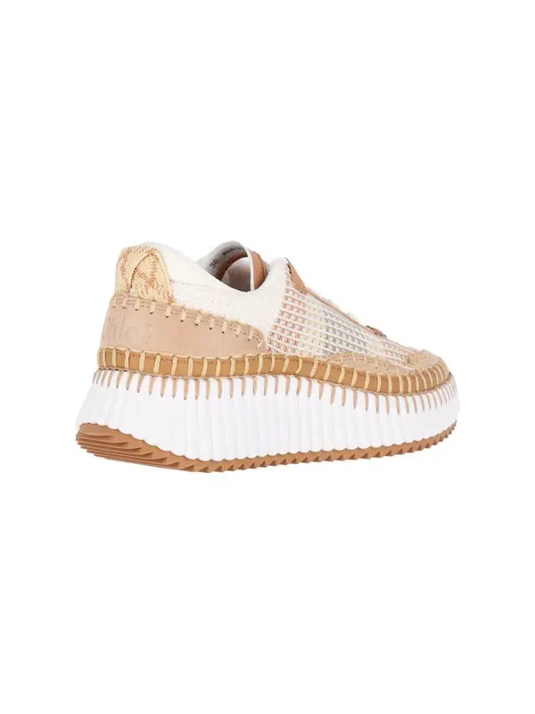 Chloé Nama Textured Platform Sneakers - Brown