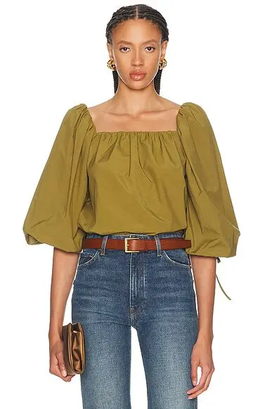 Saint Laurent Cropped Puff Sleeve Blouse