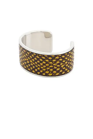 Dries Van Noten Snake-embossed Leather Cuff Bracelet - Brown