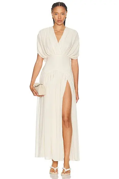 NICHOLAS Giana Deep Plunge Dress - Ecru