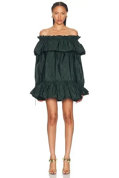 Saint Laurent Off-the-shoulder Ruffled Dress
