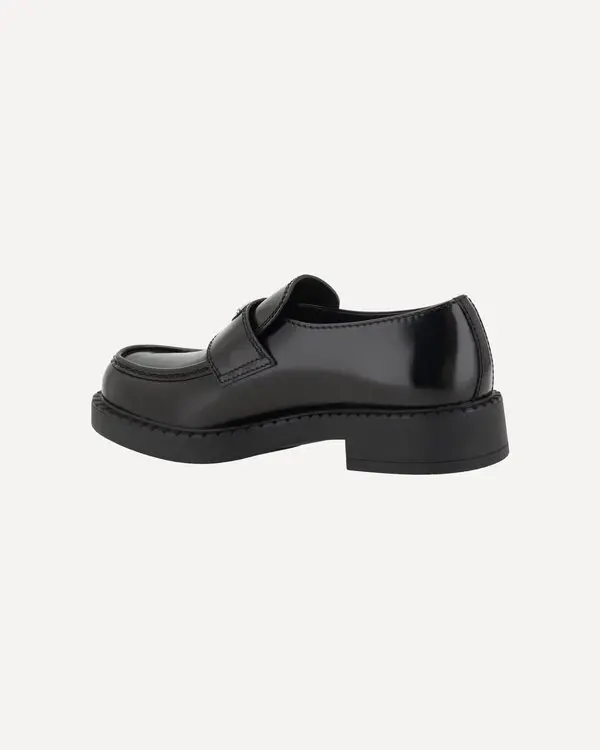 Prada Leather Loafers With Platform Sole And Logo Plaque