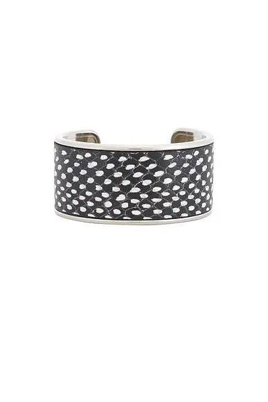 Dries Van Noten Snake-embossed Leather Cuff Bracelet - Black