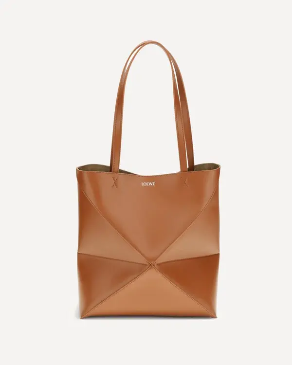 Loewe Puzzle Fold Tote Bag In Smooth Leather - Brown