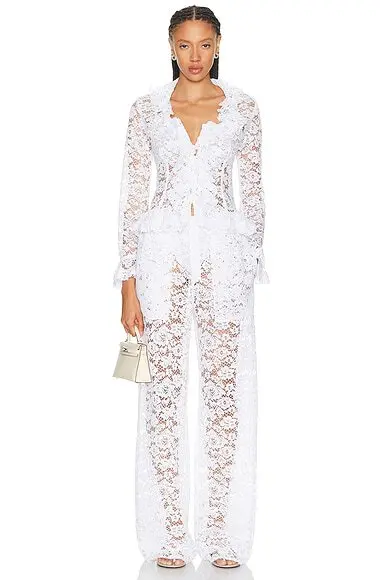 LUDOVIC DE SAINT SERNIN Lace Ruffle Blouse