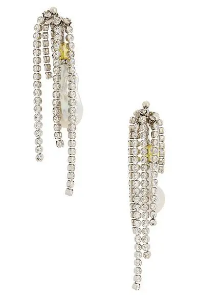 Dries Van Noten Crystal And Pearl Embellished Hoop Earrings - Silver