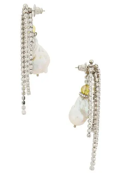 Dries Van Noten Crystal And Pearl Embellished Hoop Earrings