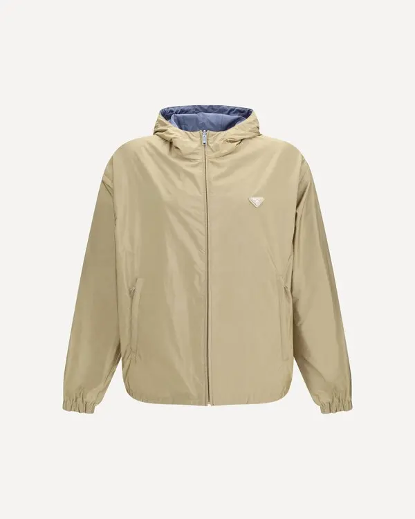 Prada Reversible Re-nylon Down Jacket With Hood - Beige