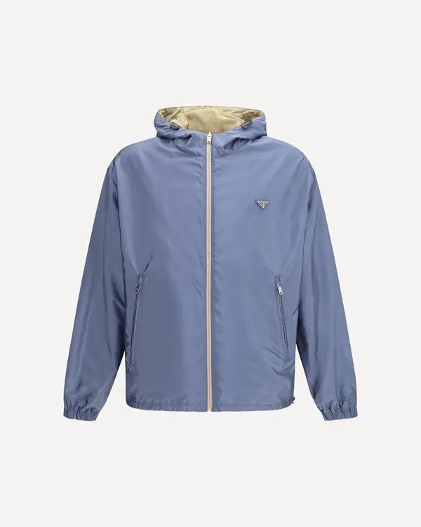 Prada Reversible Re-nylon Down Jacket With Hood - Beige