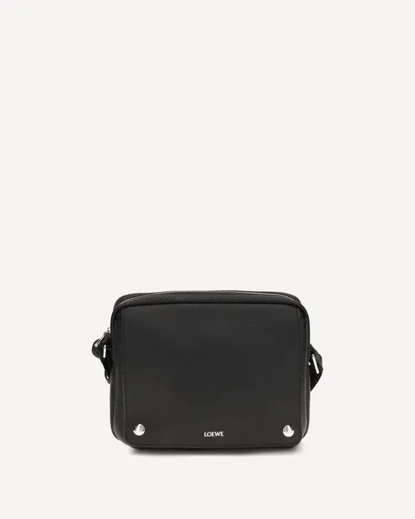 Loewe Pebble Messenger Medium Bag In Grained Calfskin - Black