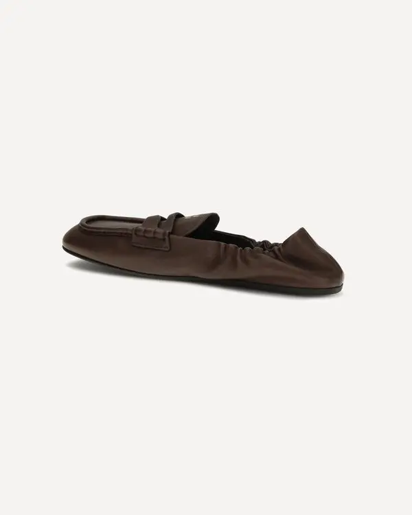 Miu Miu Ruched Nappa Leather Loafers - Brown
