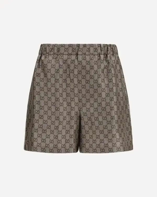 Gucci Printed Silk Twill Shorts - Beige