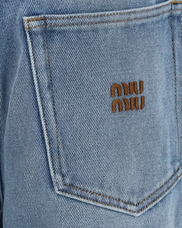 Miu Miu Washed Denim Five-pocket Jeans - Light Blue