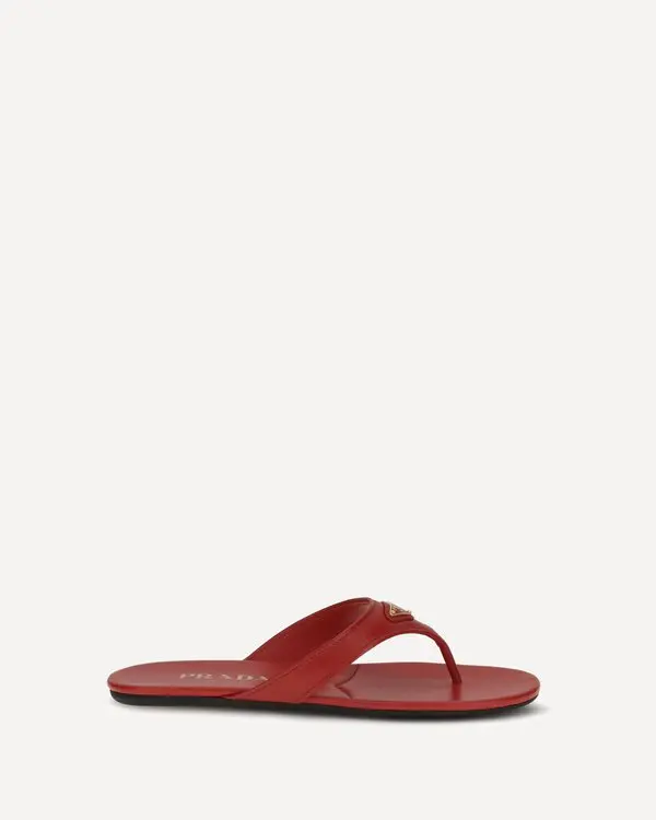 Prada Patent Leather Thong Sandals - Red
