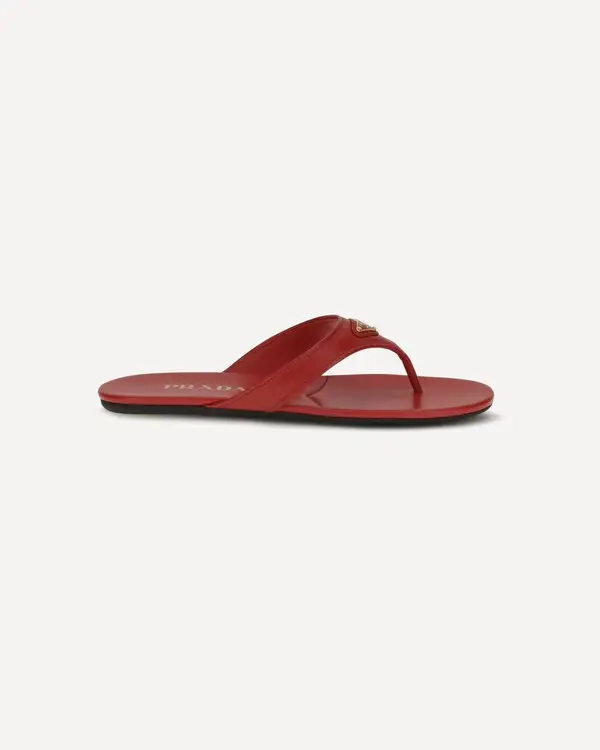Prada Patent Leather Thong Sandals - Red