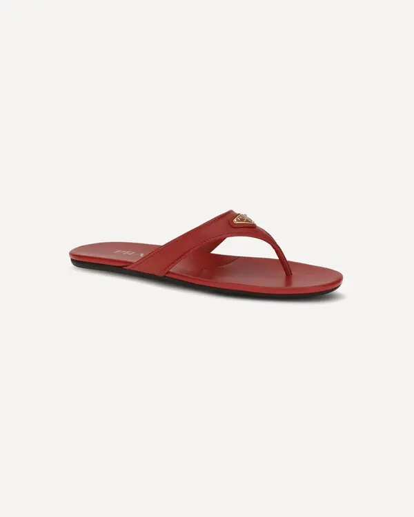 Prada Patent Leather Thong Sandals - Red