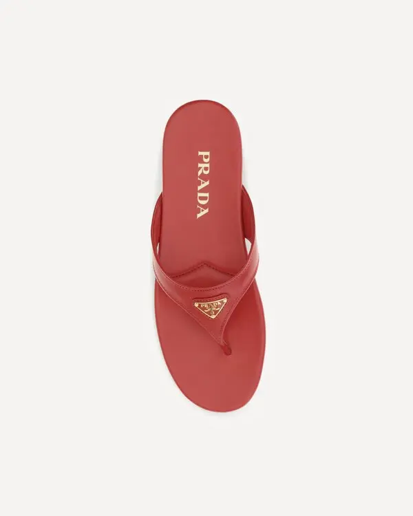 Prada Patent Leather Thong Sandals - Red