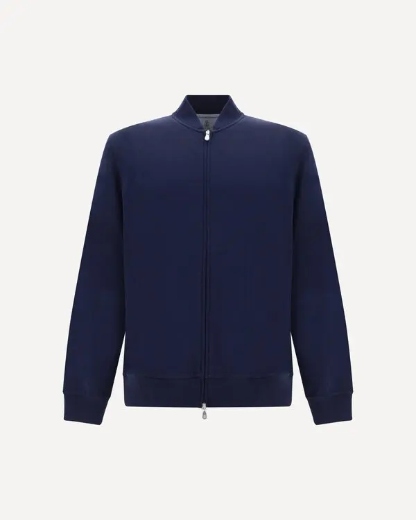 Brunello Cucinelli Cotton Zip Sweatshirt - Blue