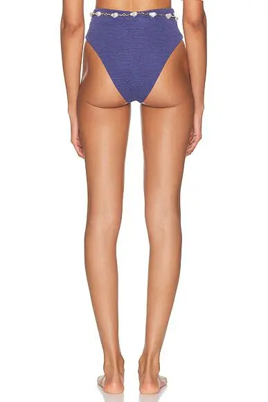 LA PORTE Shannon Bikini Bottom With Removable Faux Pearl Belt - Deep Cobalt