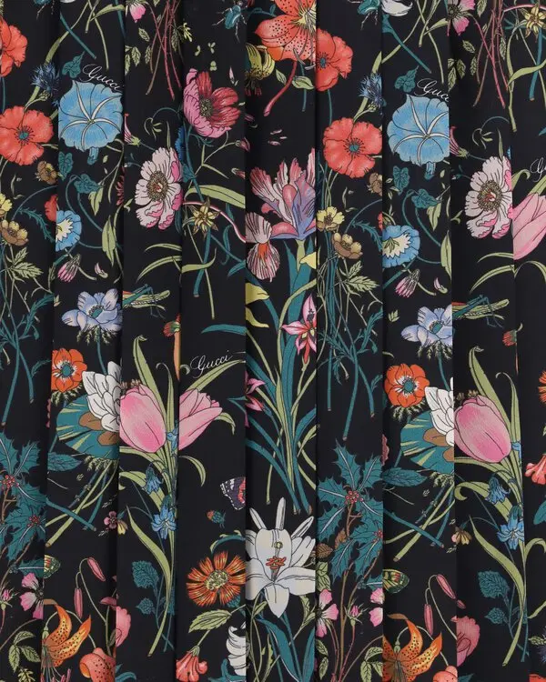 Gucci Flora Printed Silk Midi Skirt - Multicolour