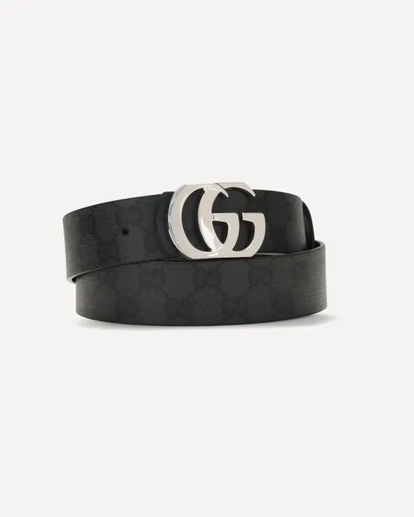 Gucci Reversible Cut Gg Marmont Belt - Black
