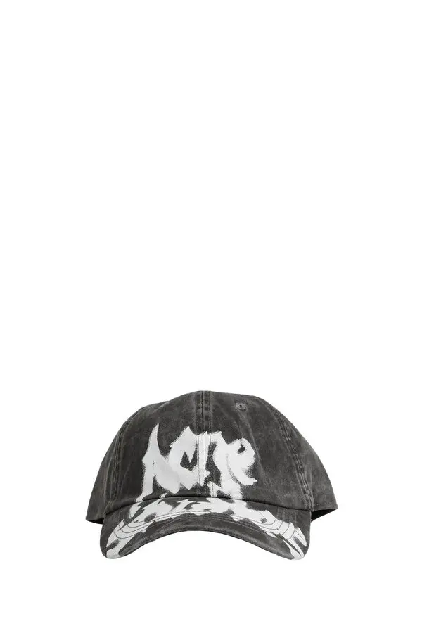 Acne Studios Baseball Cap With Gothic Logo - Black