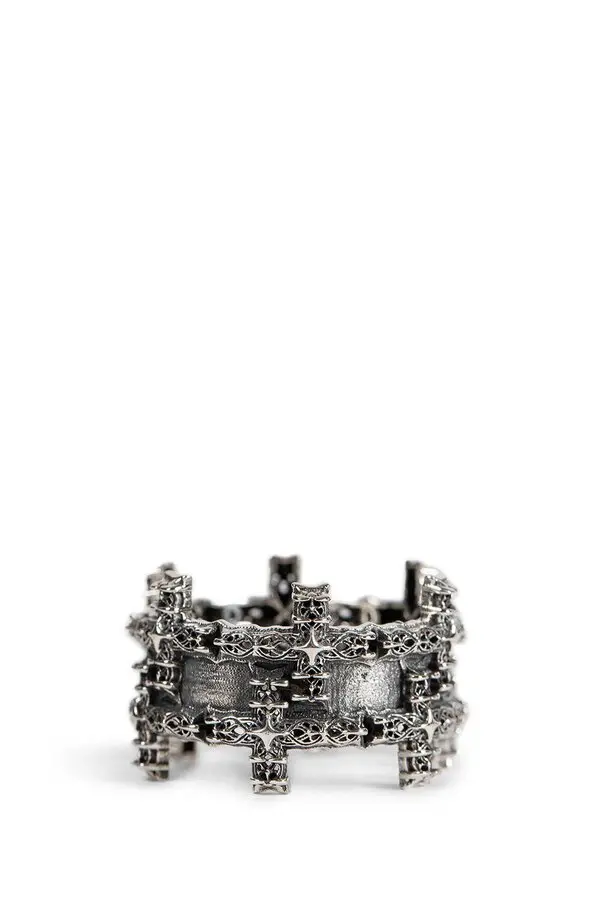 Emanuele Bicocchi Notre Dame Double Cross Band Ring In Sterling - Silver