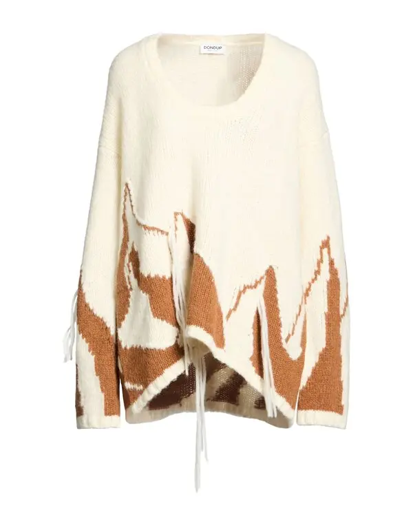 DONDUP Alpaca Wool Blend Sweater With Fringes And Two-tone Design