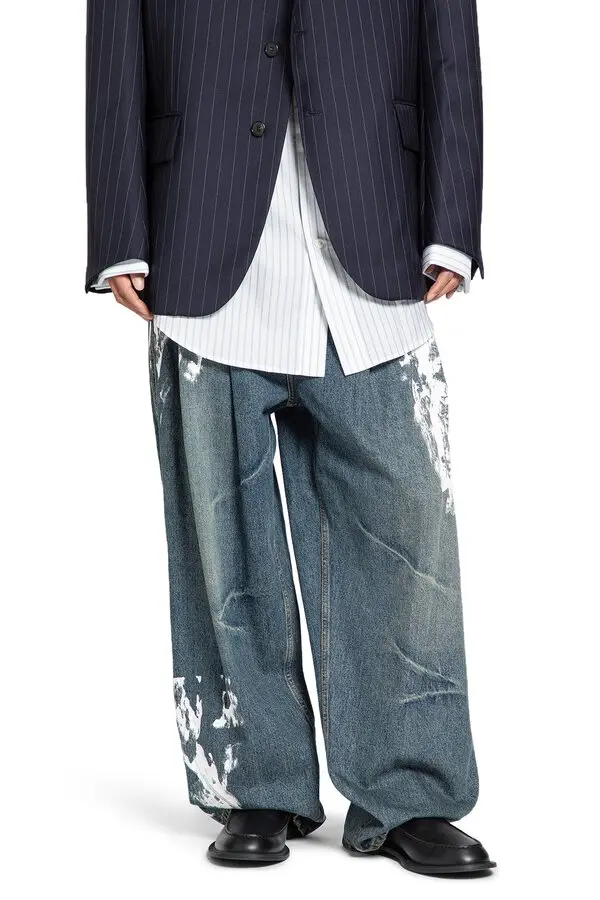 HED MAYNER Washed Denim Pleated Jeans - Blue