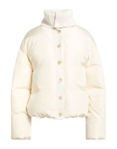 Fabiana Filippi Down Jacket With Knitted Trims - Cream