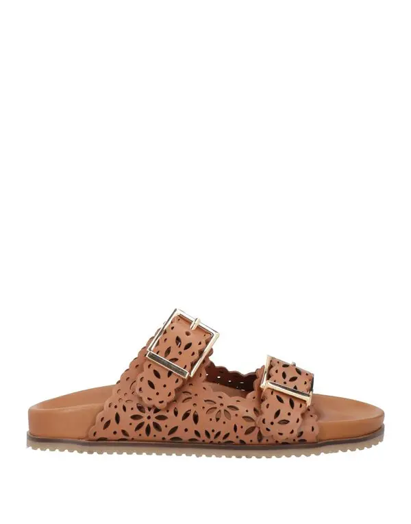 TWINSET Leather Flat Sandals With Buckle Fastening