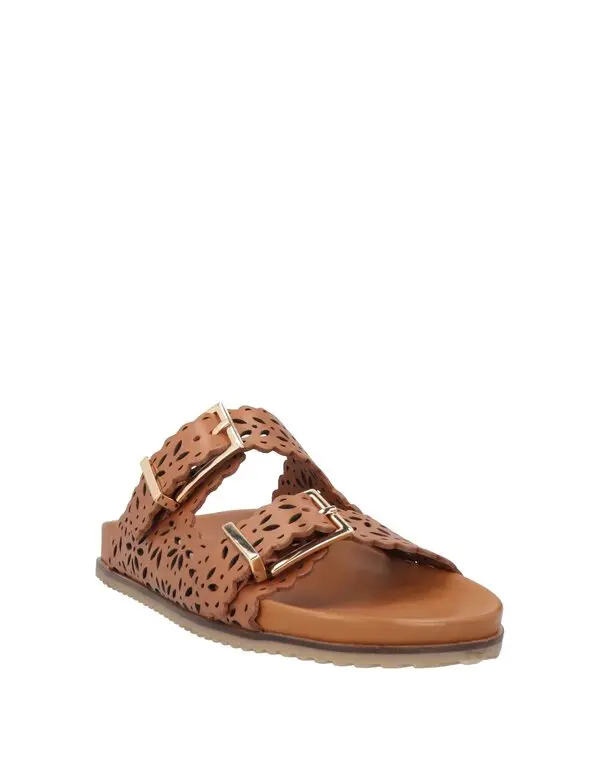 TWINSET Leather Flat Sandals With Buckle Fastening