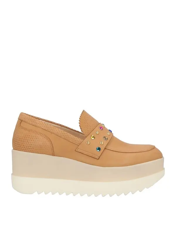 LORENZO MARI Leather Loafers With Crystal Embellishments