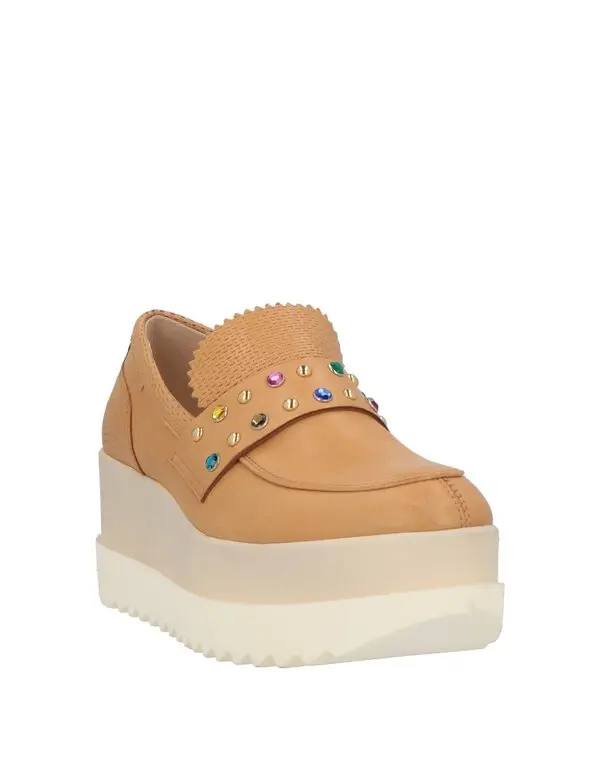 LORENZO MARI Leather Loafers With Crystal Embellishments