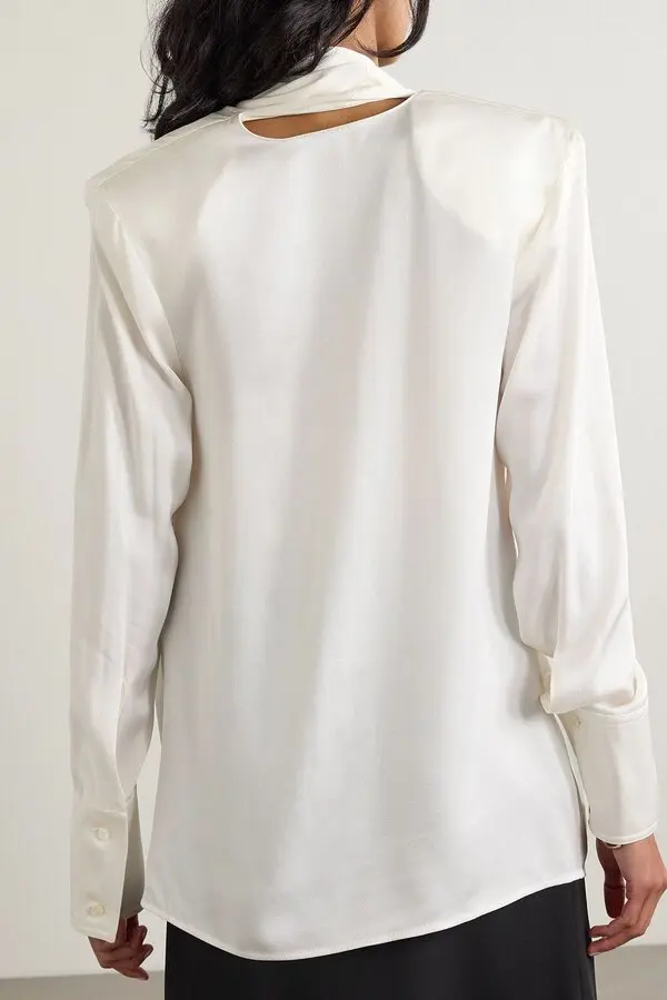 Stella McCartney Draped Tasseled Satin-crepe Blouse