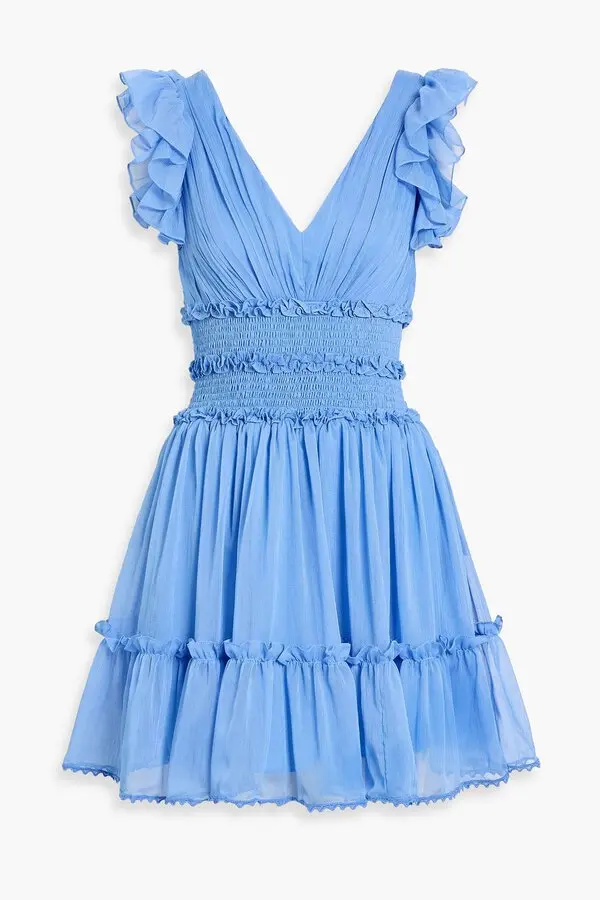 PatBO Candy Ruffled Crepon Mini Dress