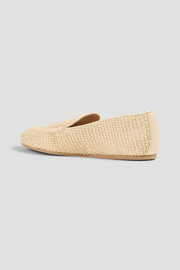 STUART WEITZMAN Faux Raffia Loafers With Leather Trims