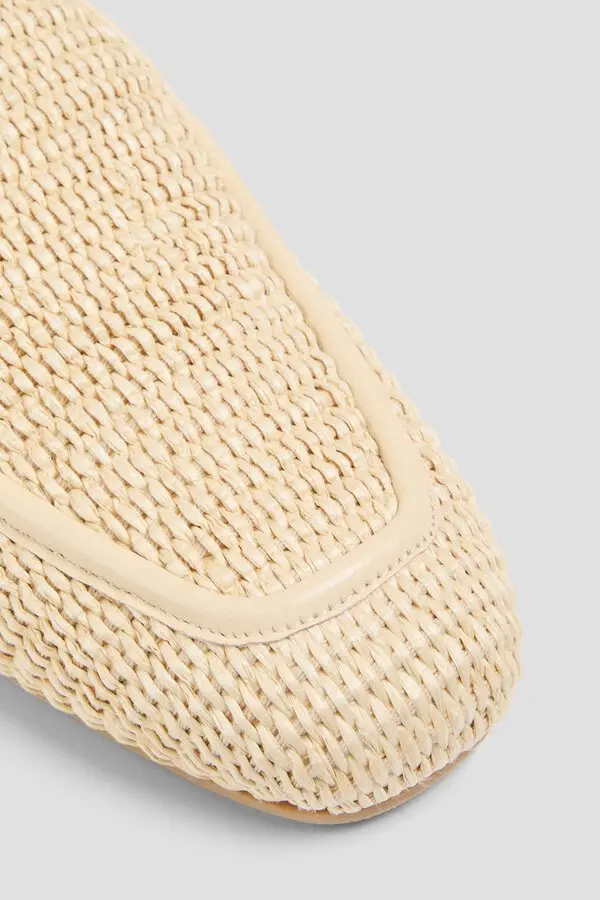 STUART WEITZMAN Faux Raffia Loafers With Leather Trims