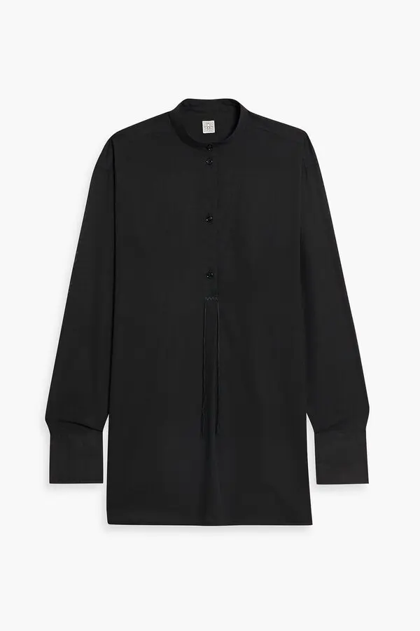 TOTEME Cotton Voile Shirt With Tasseled Details - Black