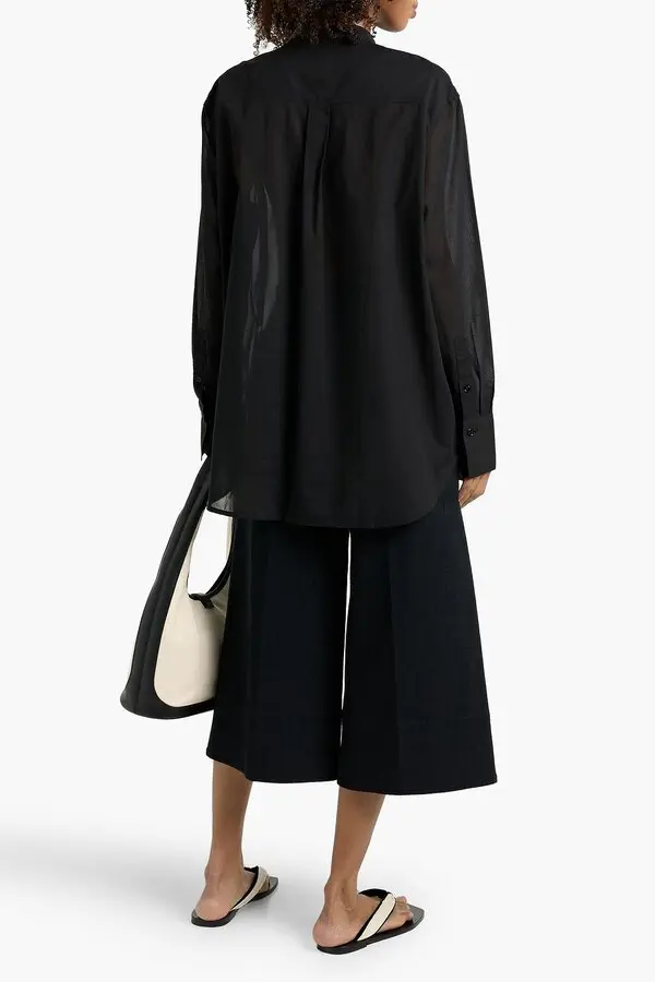 TOTEME Cotton Voile Shirt With Tasseled Details - Black