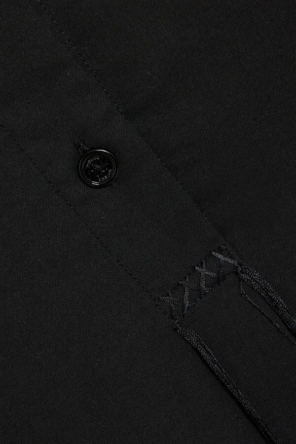 TOTEME Cotton Voile Shirt With Tasseled Details - Black