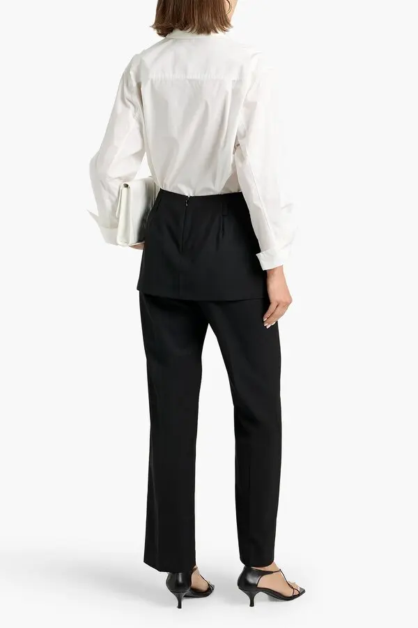 TOTEME Wool Twill Skirt-effect Straight-leg Trousers